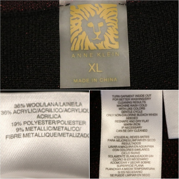 Anne Klein | Sweaters | Anne Klein Colorblock Black Burgundy Lurex ...